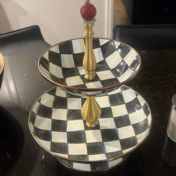 Other | Mackenzie Childs 2 Tier Sweet Stand Courtney Check | Poshmark